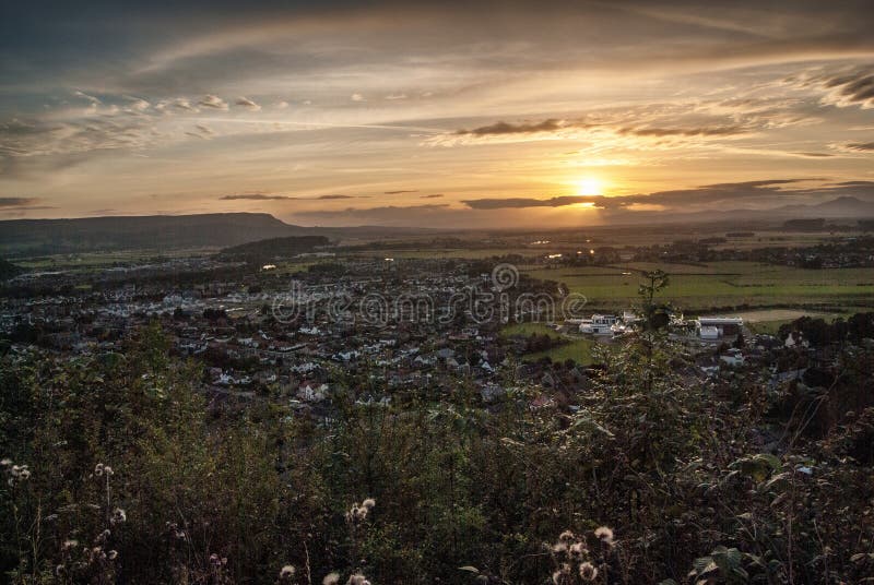 Sunset in Scottish Countryside Stock Photo - Image of color, evening ...