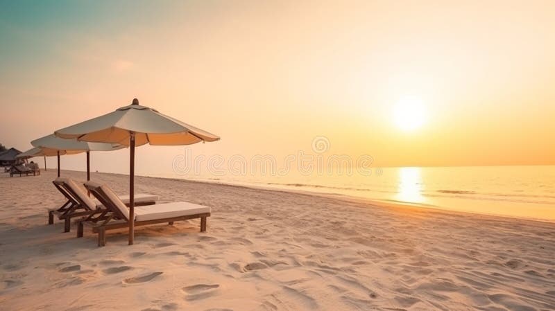 Sunset Sea Beach. Created with Generative Ai Technology Stock ...