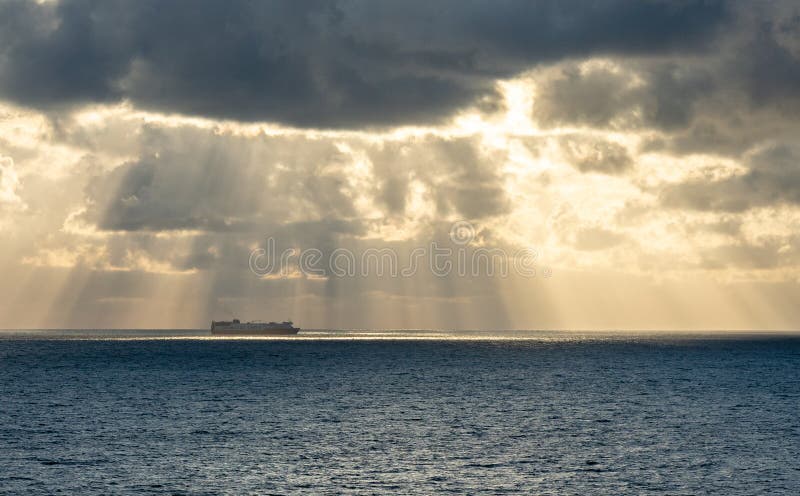 Sunset on the Sea with Beautiful Cloud Patterns Stock Image - Image of ...