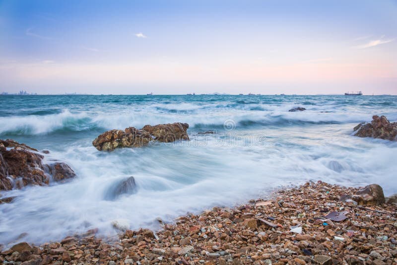 Sunset in the sea stock photo. Image of romantic, bright - 56644526