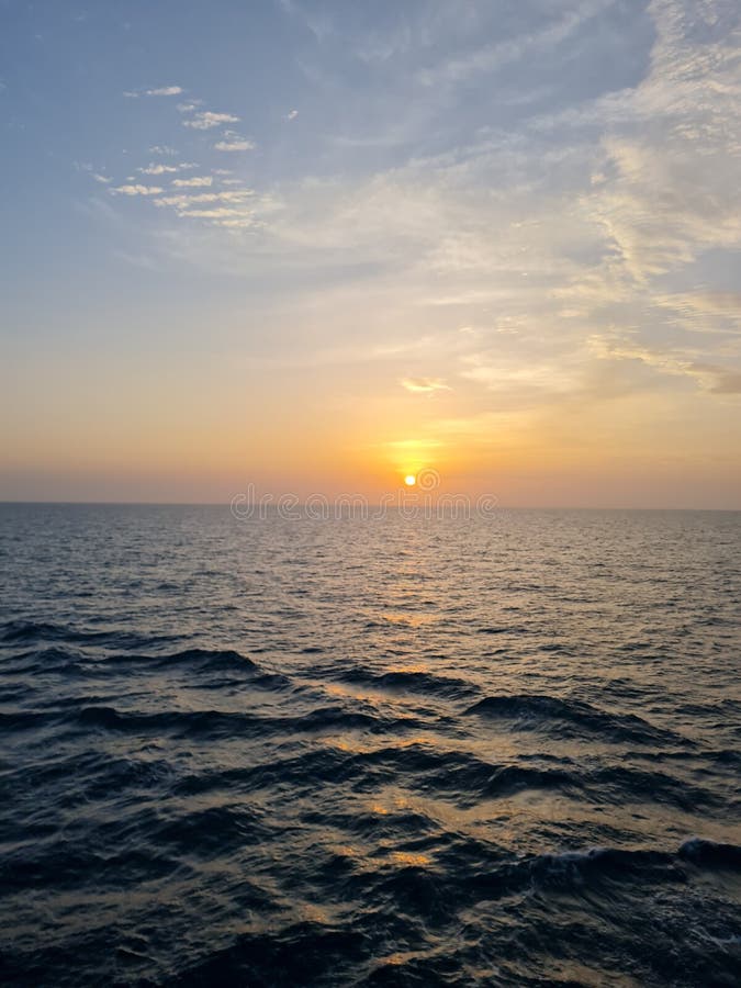 Sunset at Sea while Chillin after Work at Ship Stock Photo - Image of ...