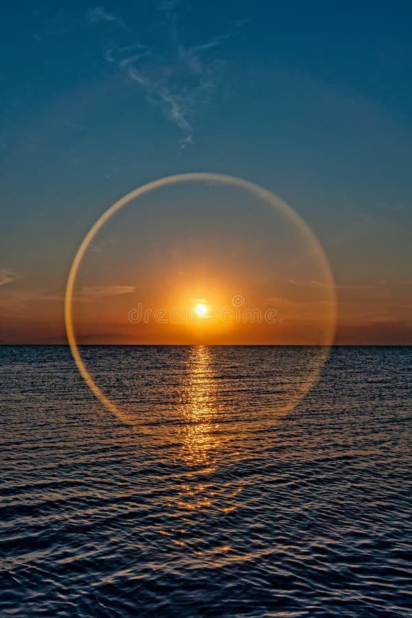 Sunset at Sea with a Circle Effect Stock Photo - Image of landscape ...