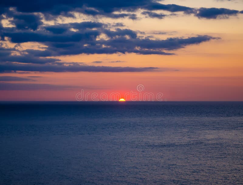 Sunset on the Sea in Cornwall, United Kingdom Stock Image - Image of ...