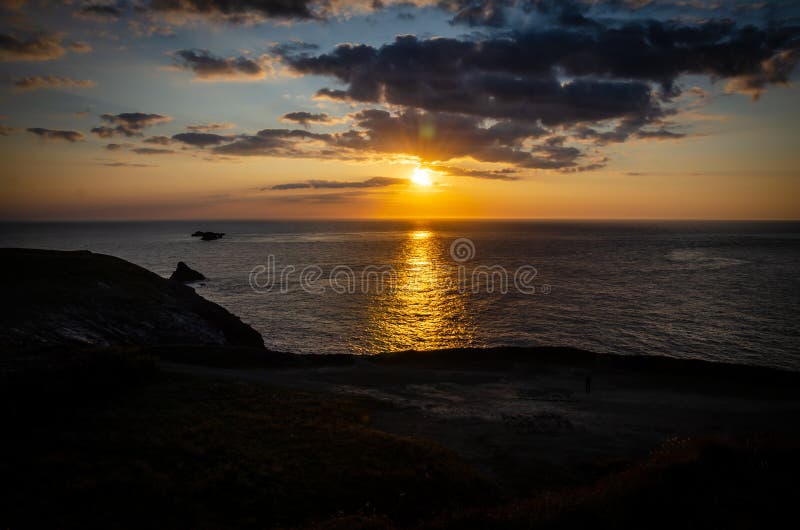 Dramatic Sky. Sunset on the Sea in Cornwall, United Kingdom Stock Photo ...