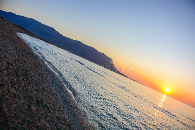 Sunset on italian cliffs stock image. Image of sunrise - 108697461