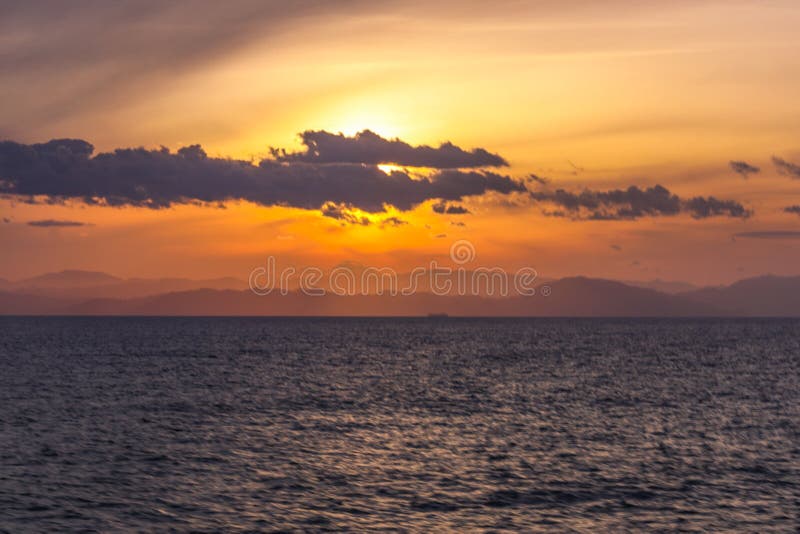 Sunset in the Sea of Japan stock image. Image of water - 162606141