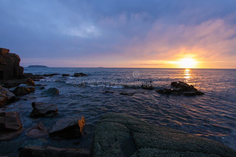 Sunset in the Sea of Japan. Stock Photo - Image of nature, surf: 95538998