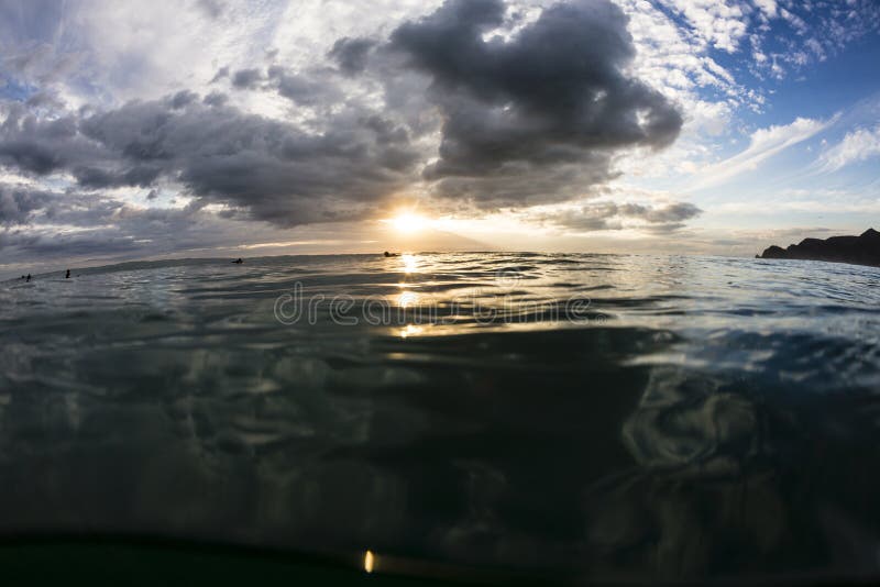 Sunset at Sea Level stock photo. Image of ocean, weather - 43864562