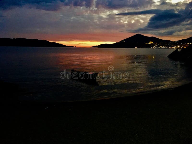 Sunset sea stock image. Image of beach, sunset, wather - 94679875