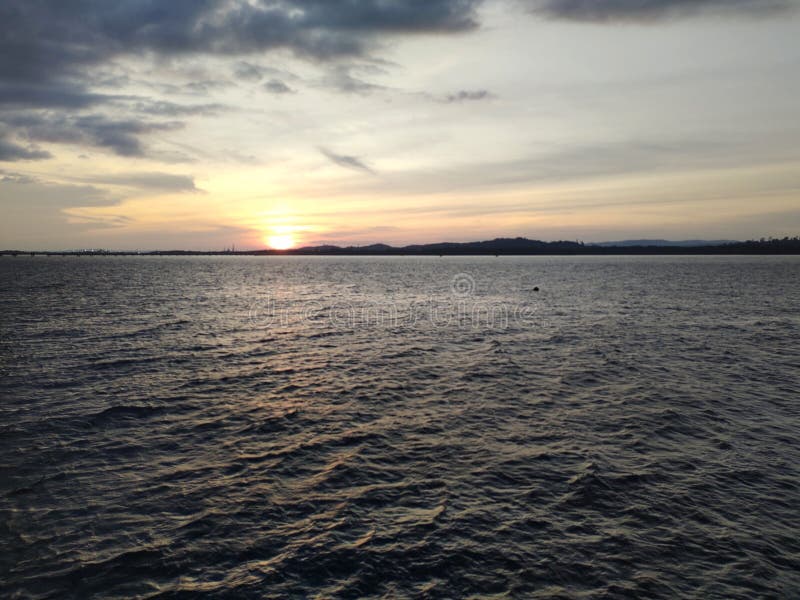 Sunset Sea Panorama Water Sun Stock Photo - Image of water, panorama ...