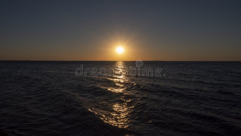 Sunset on the Sea. Path of Light on Sea Water Stock Image - Image of ...
