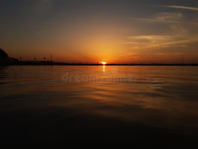 Sunset by the Sea Rewa Poland Stock Photo - Image of horizon ...