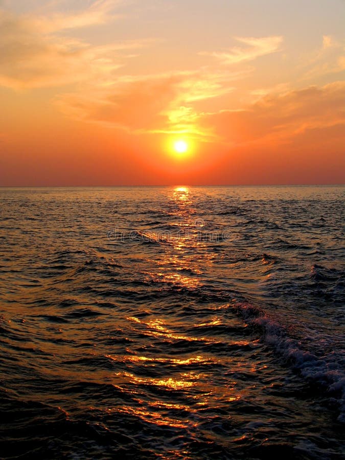 Sunset on the Sea with Solar Path Stock Image - Image of blue, sunny ...