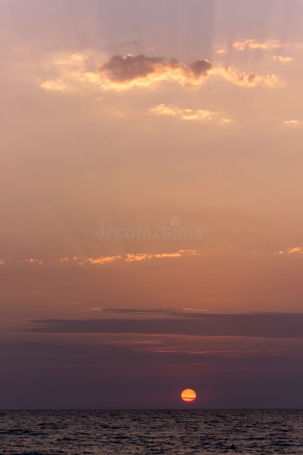 Sunset on the Sea. Vertical View. Stock Image - Image of dusk, scenic ...