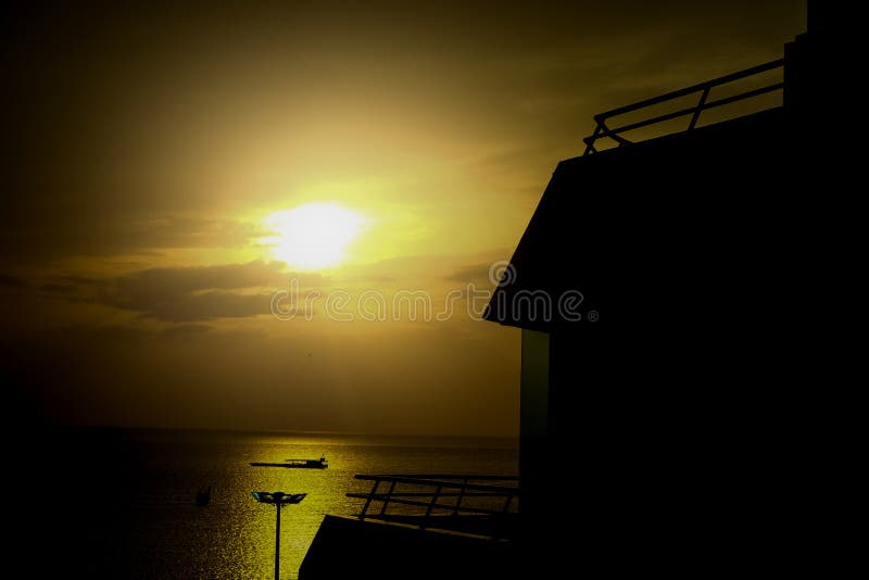 Sunset on the Sea View from Building Stock Image - Image of gulf, coast ...