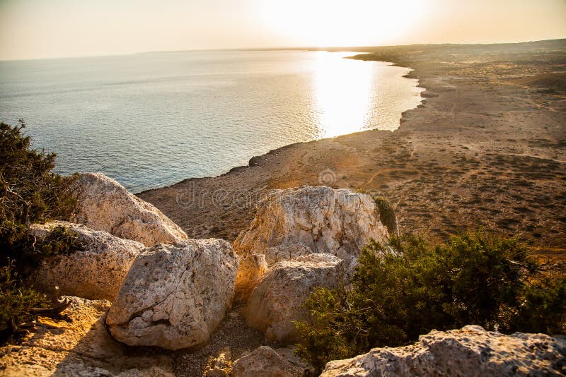 Sunset Sea View from Cape Greco on Cyprus Stock Photo - Image of kavo ...