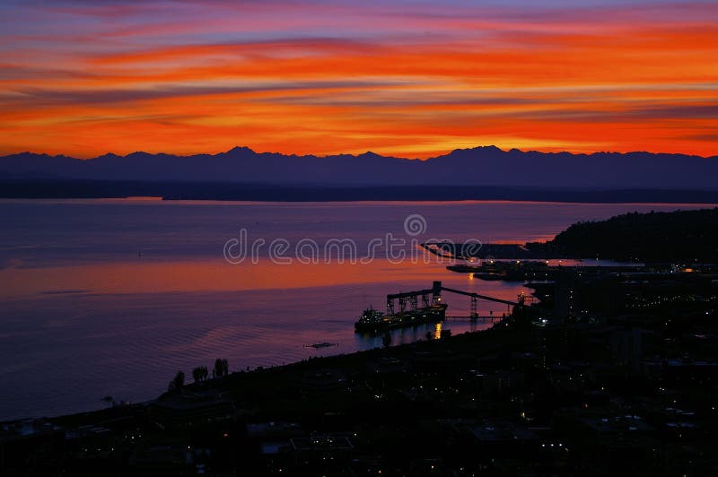Beautiful Seattle Sunset stock photo. Image of water - 11825134