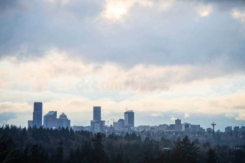 Seattle Skyline stock photo. Image of pacific, dusk - 235997046