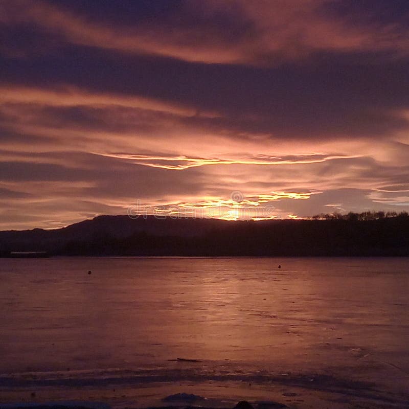 Sunset and seaview stock image. Image of reflection - 219888919