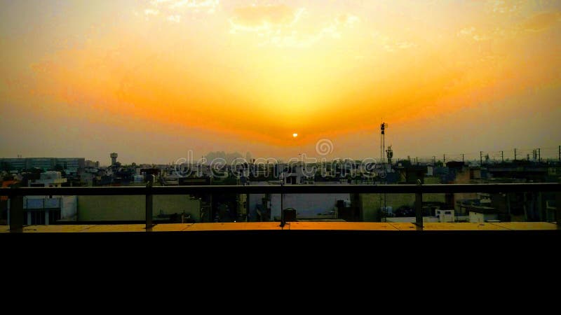 Sunset Seen in City of Delhi Stock Photo - Image of natural, nature ...