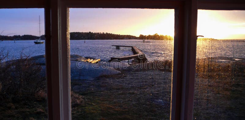 Sunset Seen through a Window Stock Image - Image of scenery, sunset ...