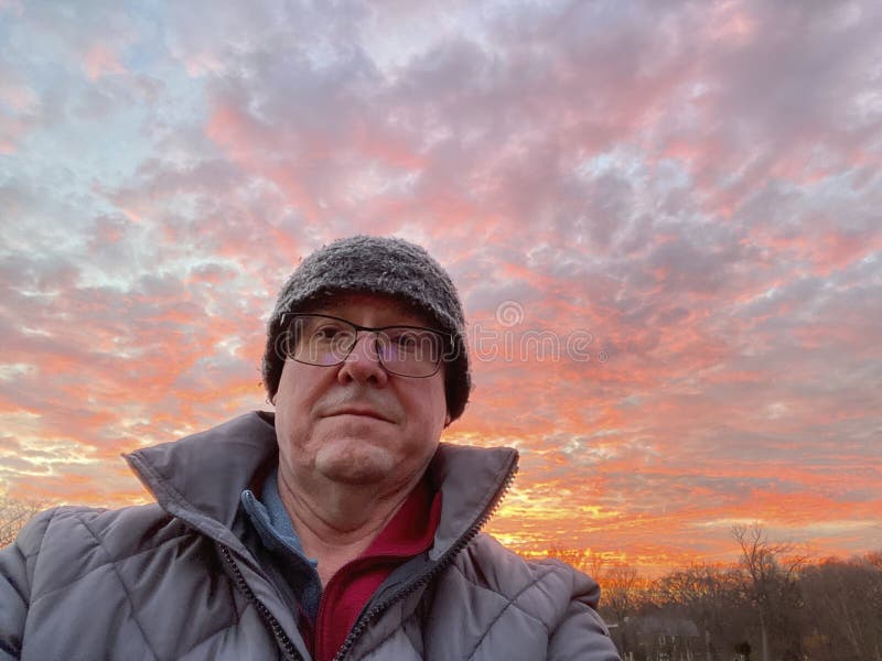 Sunset Self Portrait in December Stock Image - Image of december, cold ...