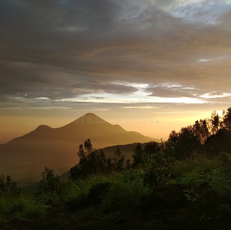 Semeru Mountain with Tumpak Sewu Waterfall Stock Photo - Image of ...