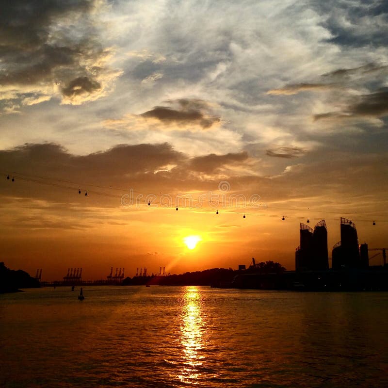 Sunset at Sentosa stock image. Image of singapore, ocean - 64201897
