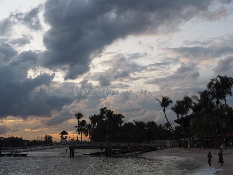Sunset at Sentosa Island in Singapore Editorial Stock Image - Image of ...
