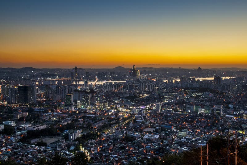 Sunset in Seoul stock image. Image of district, exterior - 28734429