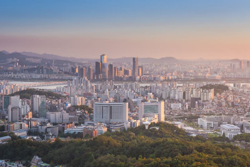 Sunset of Seoul City , South Korea Stock Image - Image of korean ...