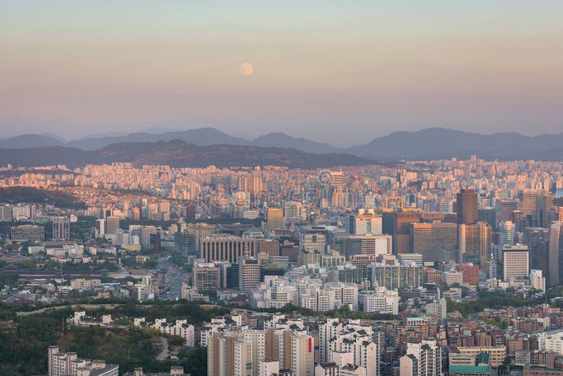 Sunset at Seoul City Skyline,South Korea. Stock Photo - Image of travel ...