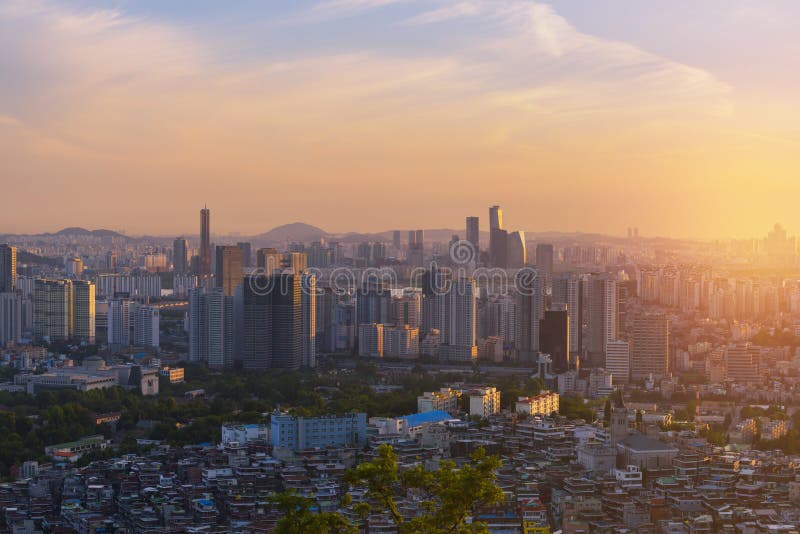 Sunset at Seoul City,South Korea. Stock Photo - Image of seoul ...