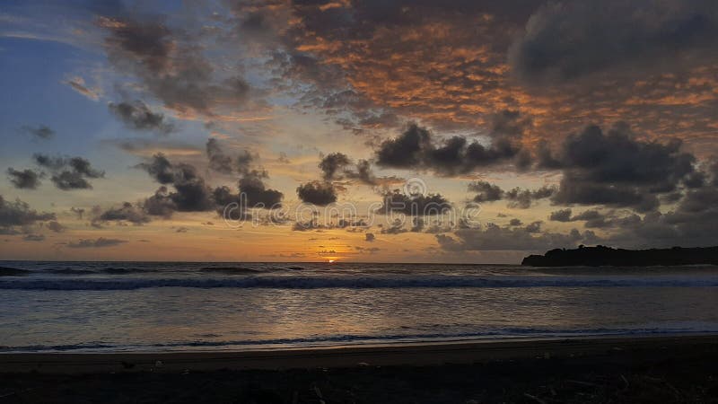 Sunset at Serang Beach, Blitar Regency, Indonesia Stock Image - Image ...