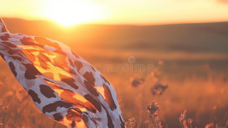 Sunset Serenity: Golden Light Draping Over Spotted Scarf Stock Image ...