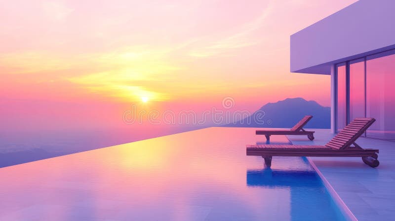 Sunset Serenity Infinity Pool with Ocean and Mountain Views, Luxurious ...
