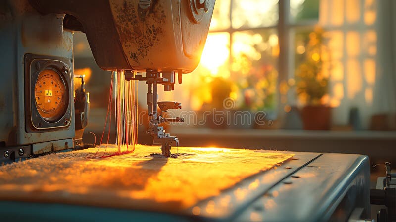 Sunset Sewing Machine Workshop Textile Craft Stock Illustration ...