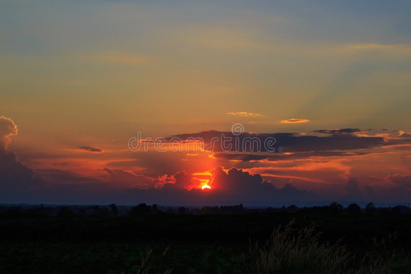 Sunset with Shadow of Nature on Foreground Stock Image - Image of cloud ...
