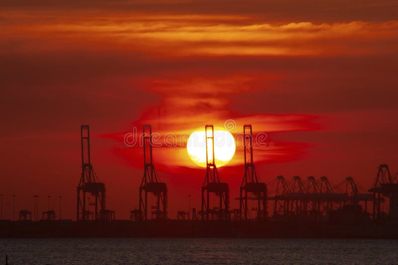 The Sunset of Shekou Container Terminals 1 July 2006 Stock Photo ...