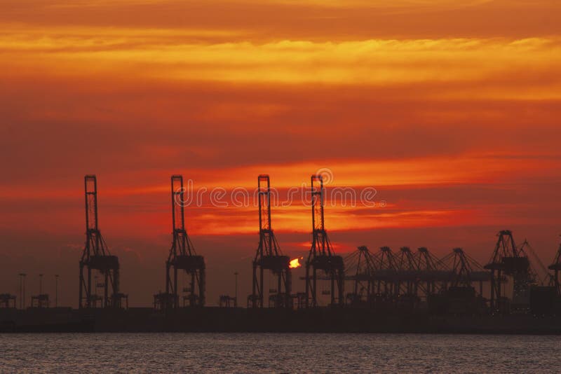 The Sunset of Shekou Container Terminals 1 July 2006 Stock Photo ...