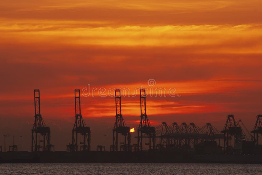 The Sunset of Shekou Container Terminals 1 July 2006 Stock Photo ...