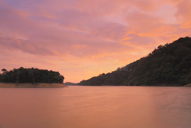Sunset of Shing Mun Reservoir Hk Stock Photo - Image of cloud, season ...