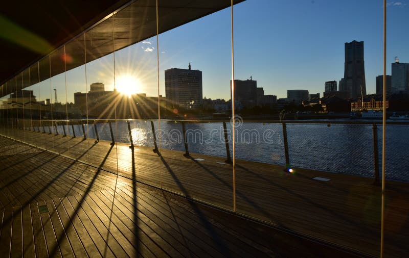 Sunset Shining at the Port Ship Terminal Stock Photo - Image of view ...