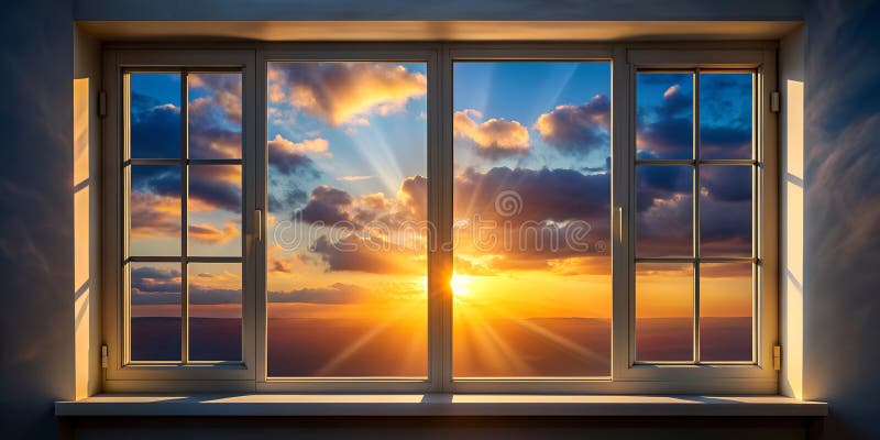Sunset Shining through the Windows AI-Generated Content Stock ...