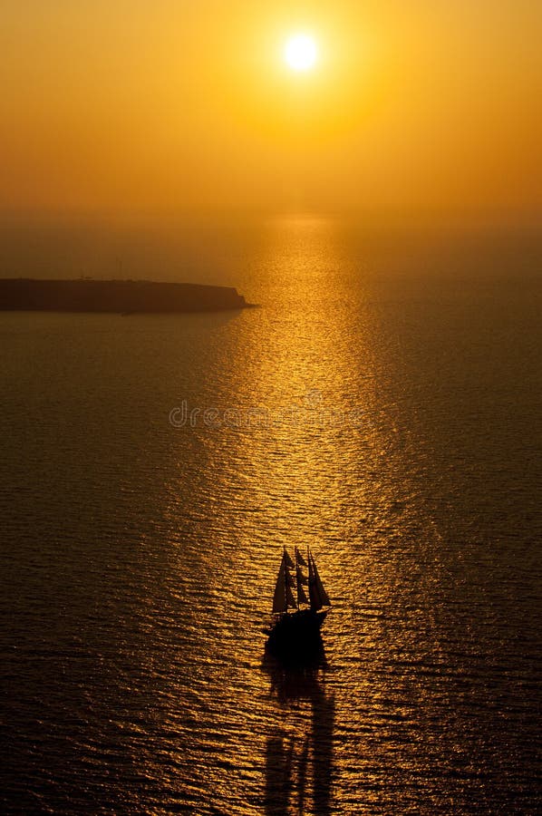 Sunset and ship stock photo. Image of beautiful, yellow - 26832826
