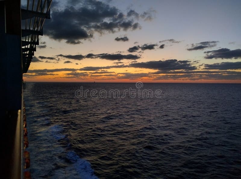Sunset from Ship in the Ocean Stock Photo - Image of shine, carnival ...
