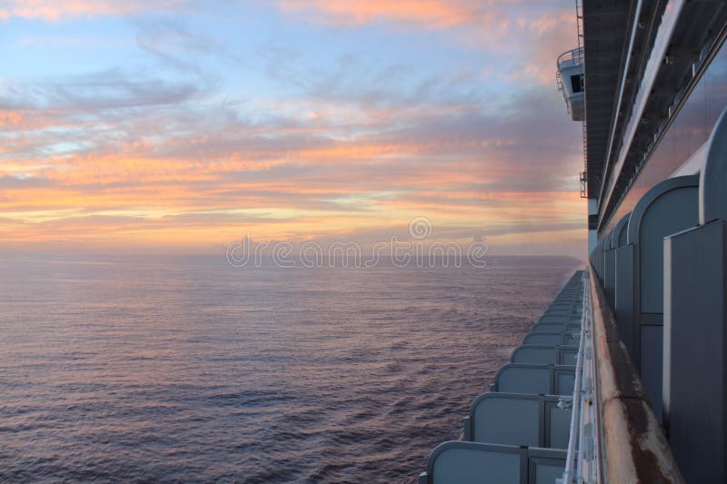 Sunset from ship stock image. Image of transportation - 58696941