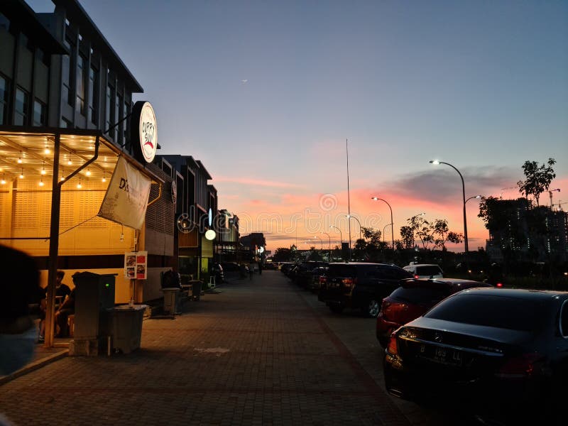 Sunset by the Shopping Mall Editorial Stock Image - Image of ...