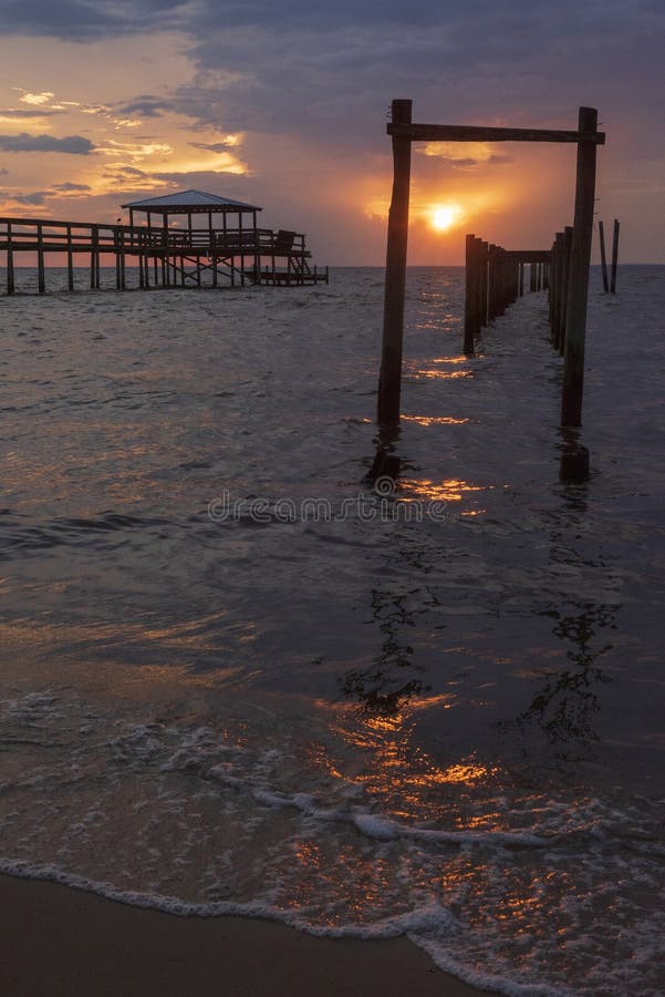 Sunset on the Shore in Fairhope, Alabama Stock Photo - Image of coast ...