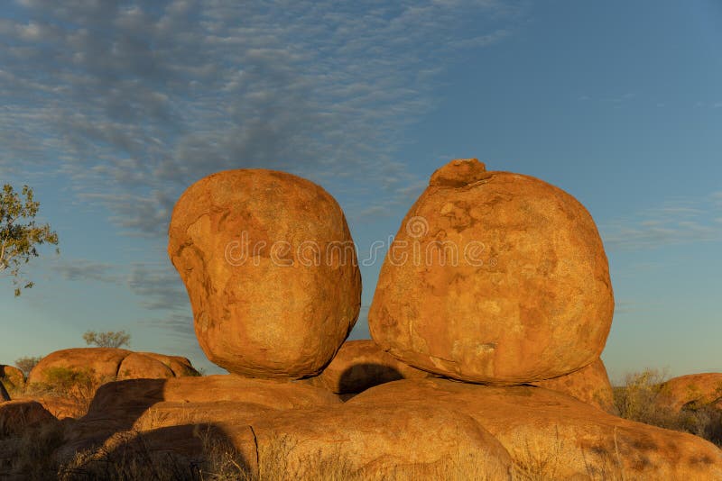 Sunset Shot of Pair Rocks at the Devil S Marbles Stock Photo - Image of ...